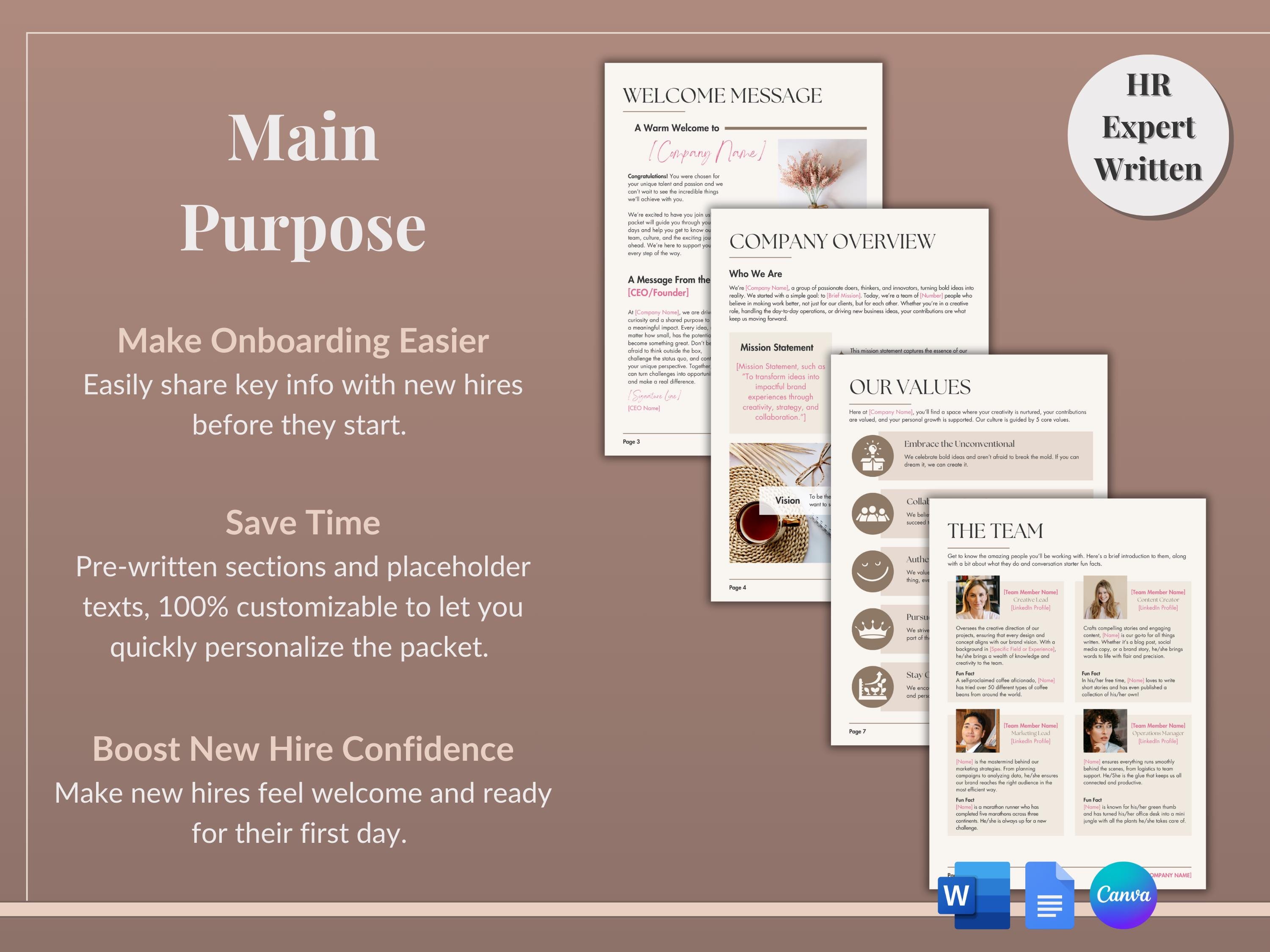 New Hire Welcome Packet Template Fully Customizable Employee Onboarding ...