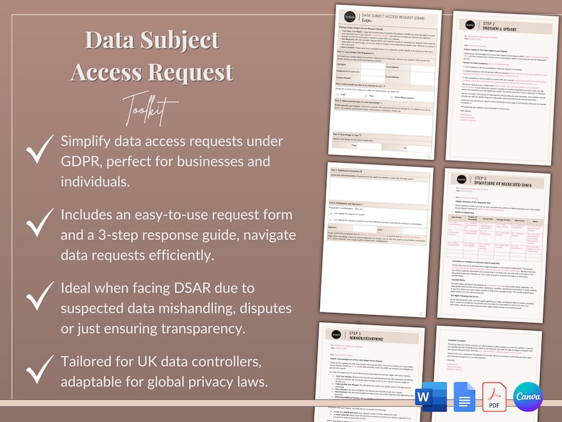Customizable DSAR Toolkit: GDPR Data Request Form & Templates (digital ...