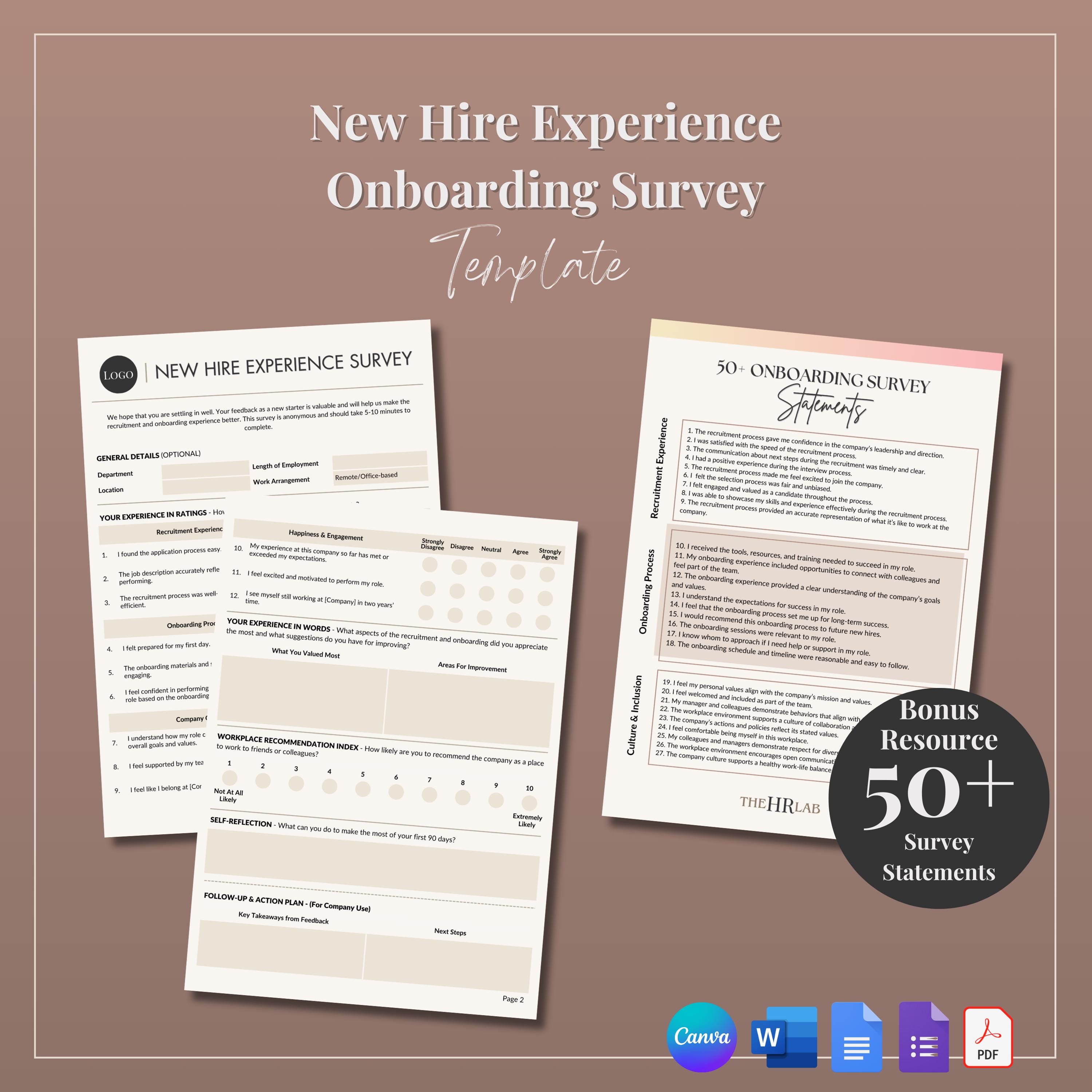 New Hire Experience Survey Template: HR Onboarding Feedback ...