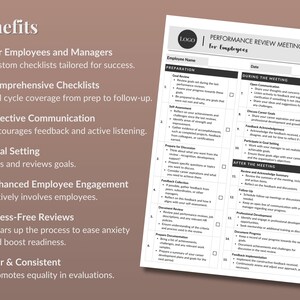 Employee Performance Review Meeting Checklists for Managers (printable ...