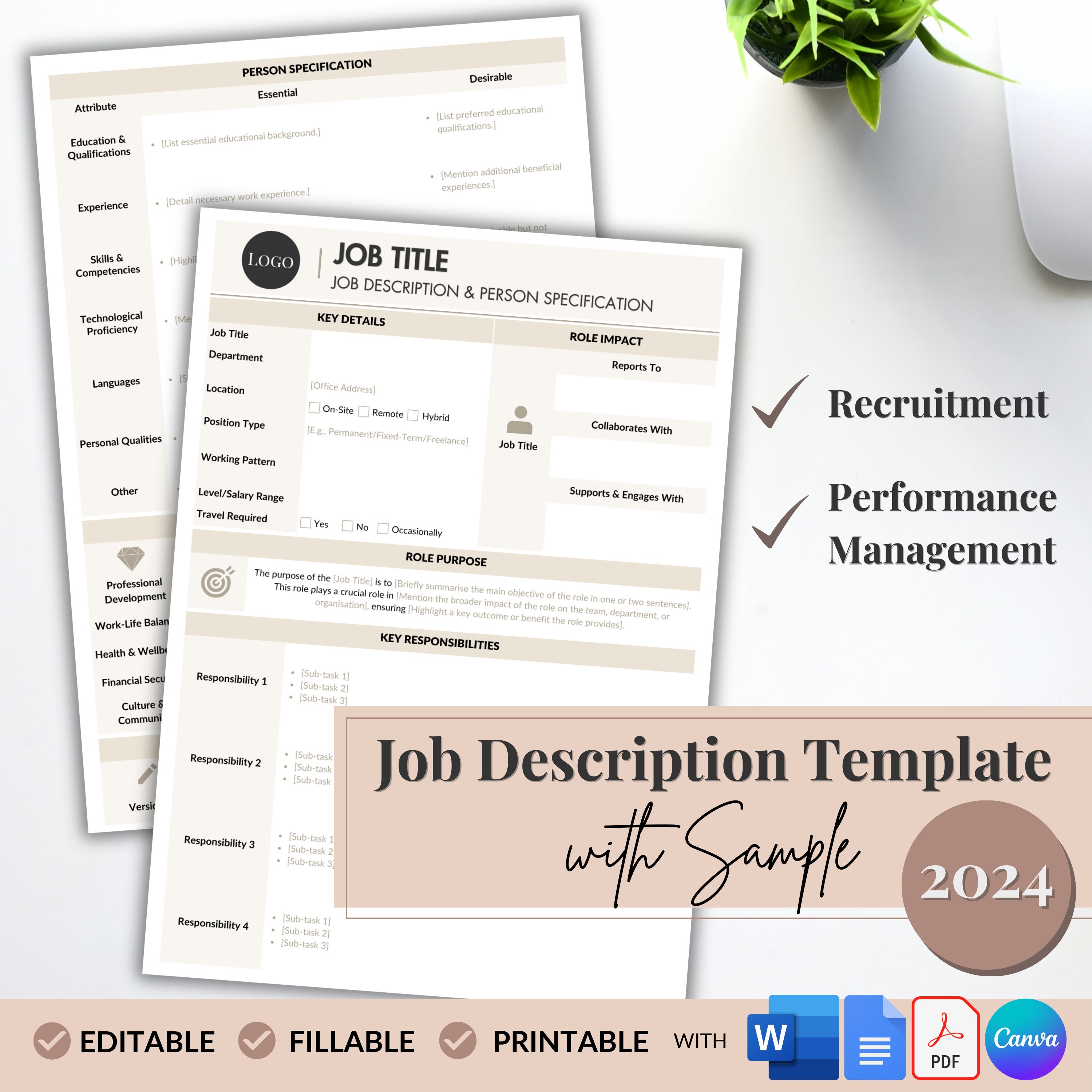 Modern Job Description Template for All Business Job Duties Description ...