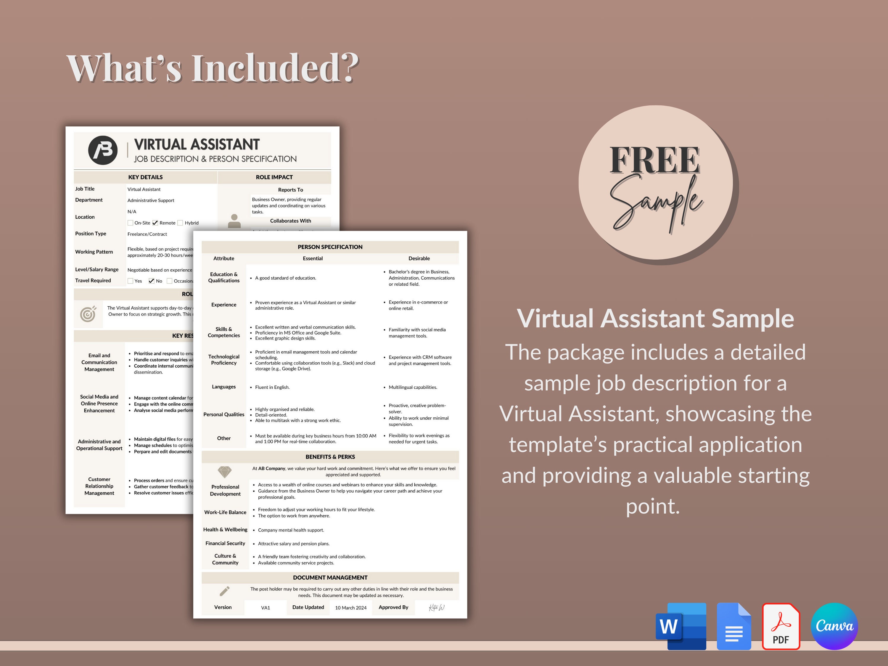 Modern Job Description Template: Employee Recruitment (fillable PDF) - Etsy