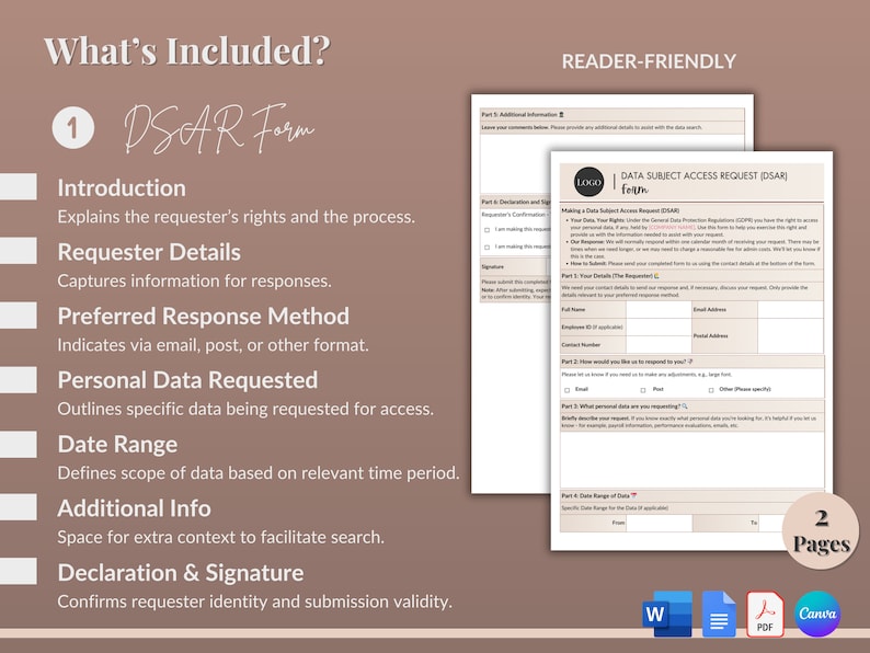 Customizable DSAR Toolkit: GDPR Data Request Form & Templates (digital ...