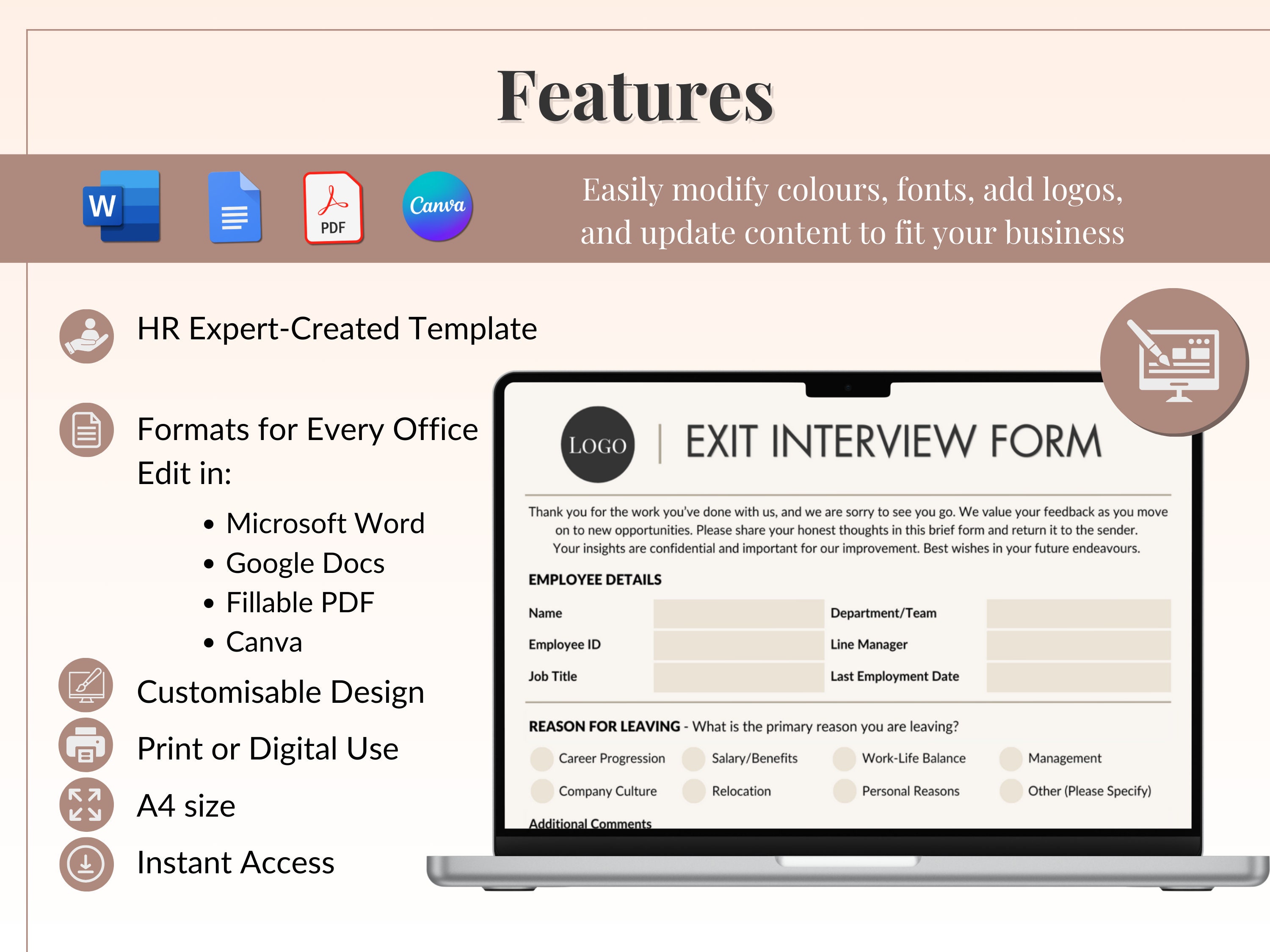 Exit Interview Form HR Template: Employee Offboarding (digital Template ...