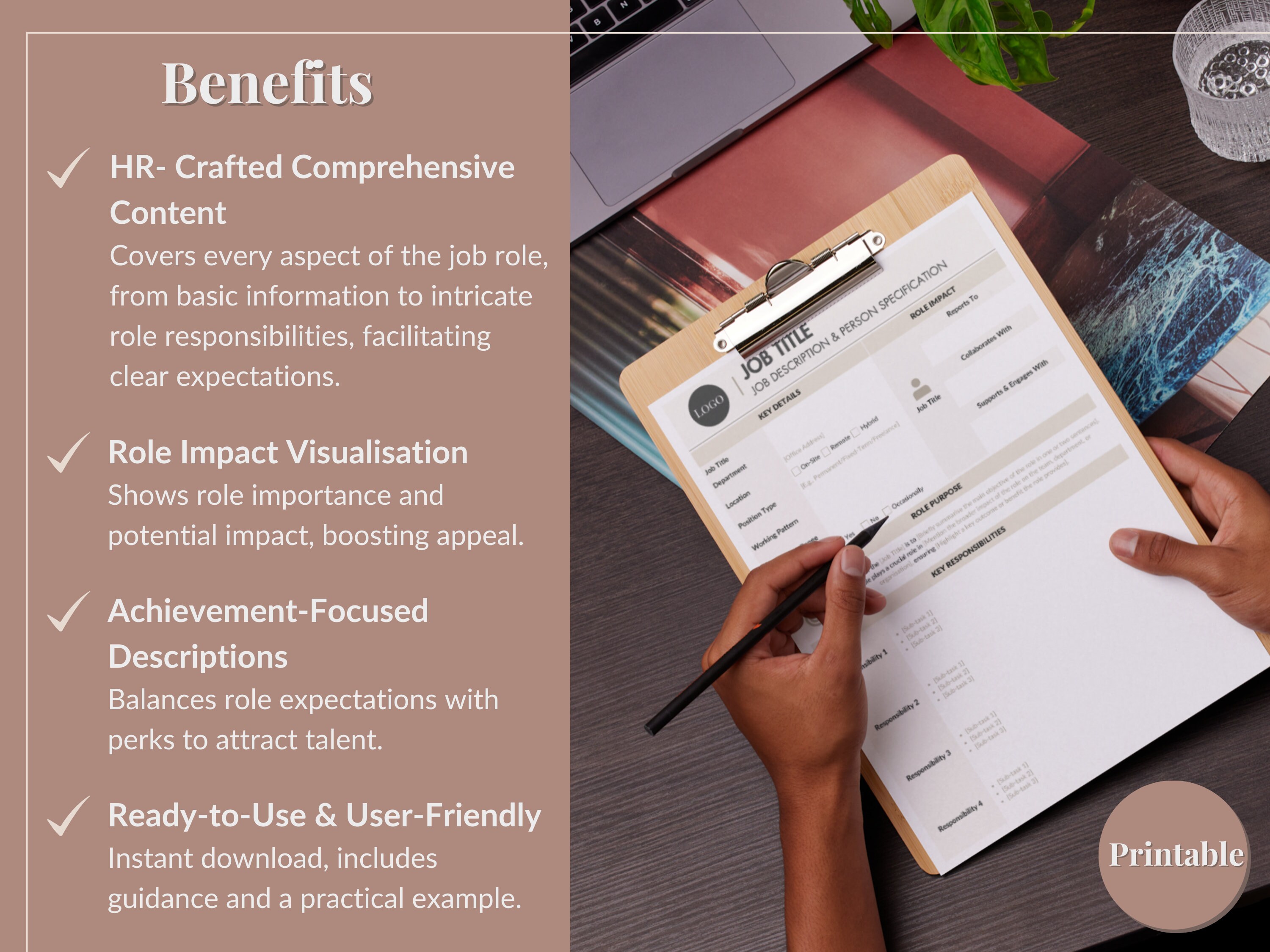 Modern Job Description Template: Employee Recruitment (fillable PDF) - Etsy