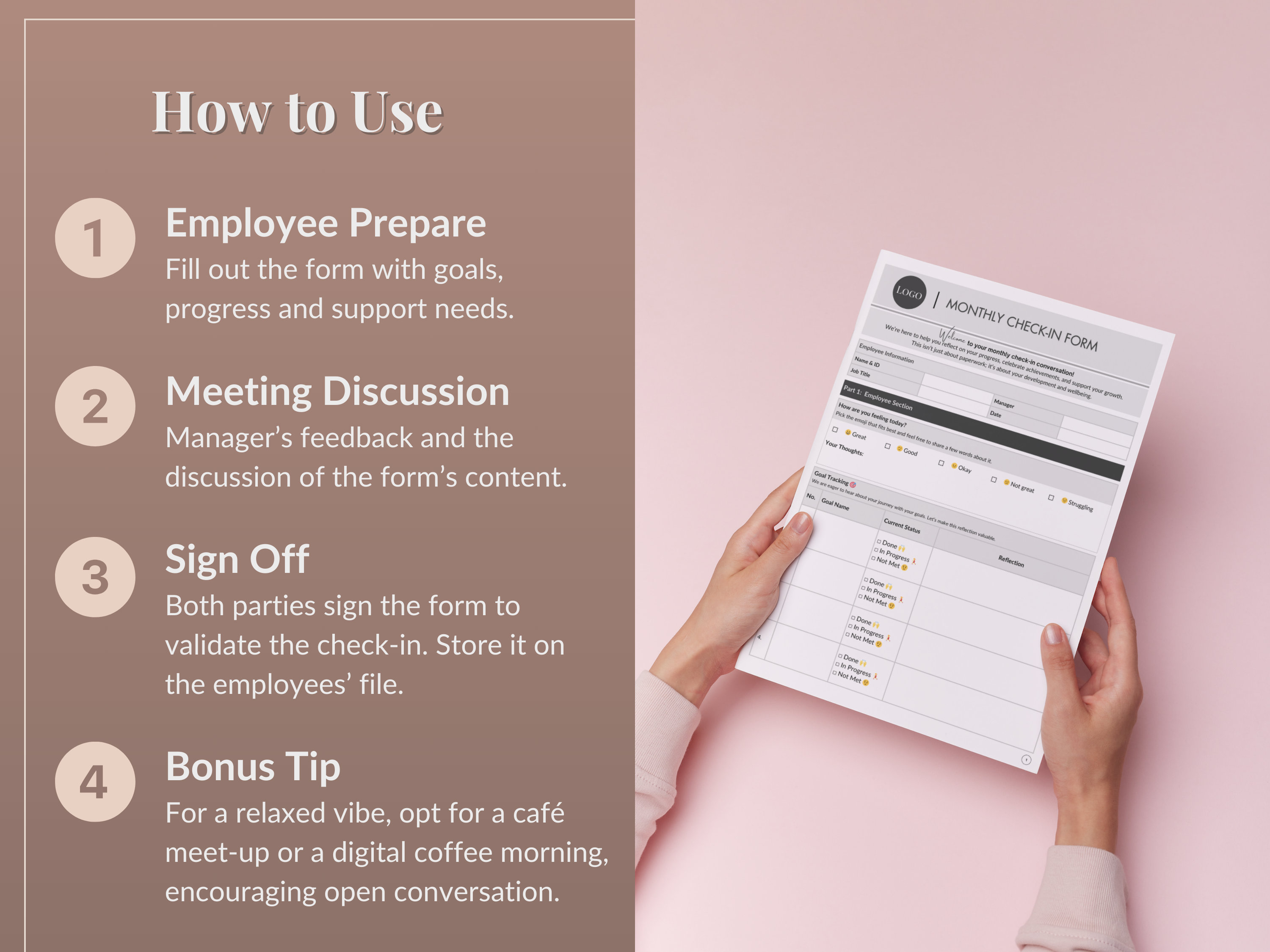 Employee Performance Monthly Check in Form for Managers Feedback ...