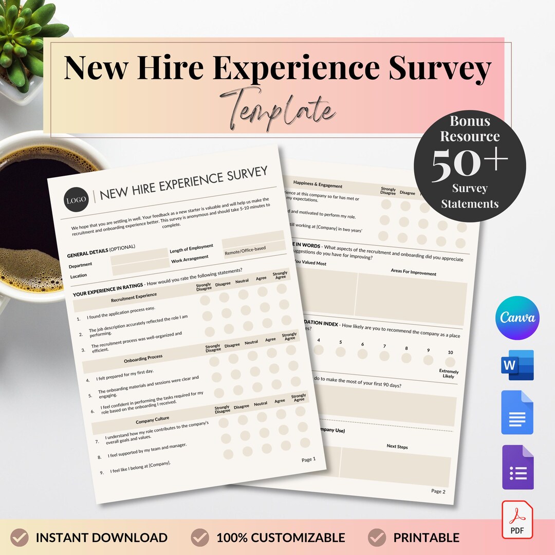 New Hire Experience Survey Template: HR Onboarding Feedback ...