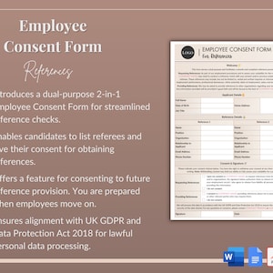 2-in-1 Employee Reference Consent Form GDPR Pre Employment Checks ...