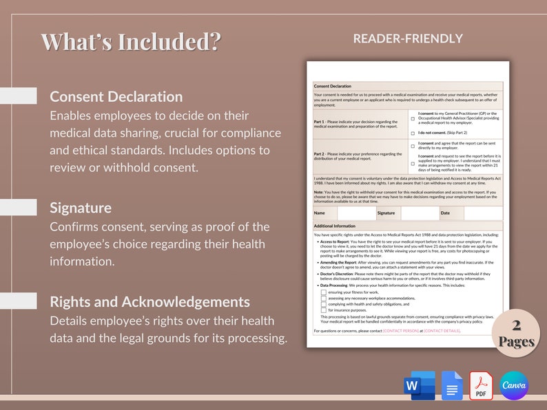 Employee Medical Consent Form: HR Compliance Template (digital Download ...