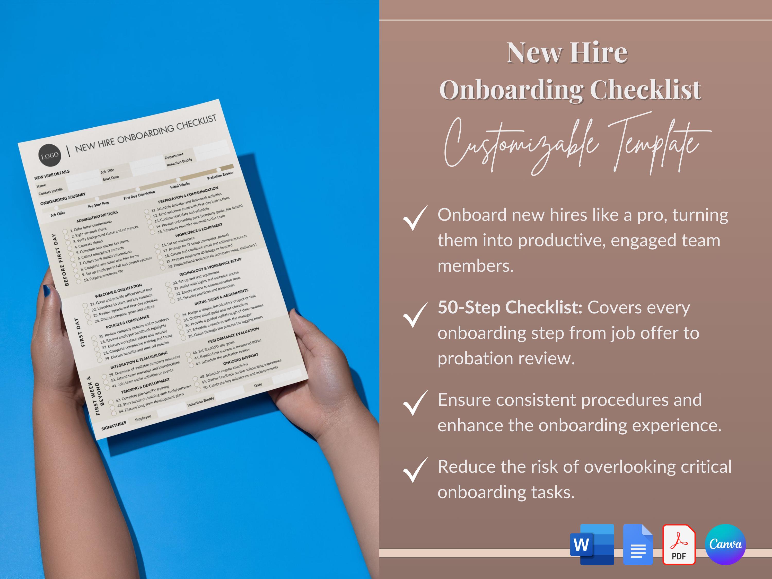 New Hire Onboarding Checklist: HR Template (customizable) - Etsy