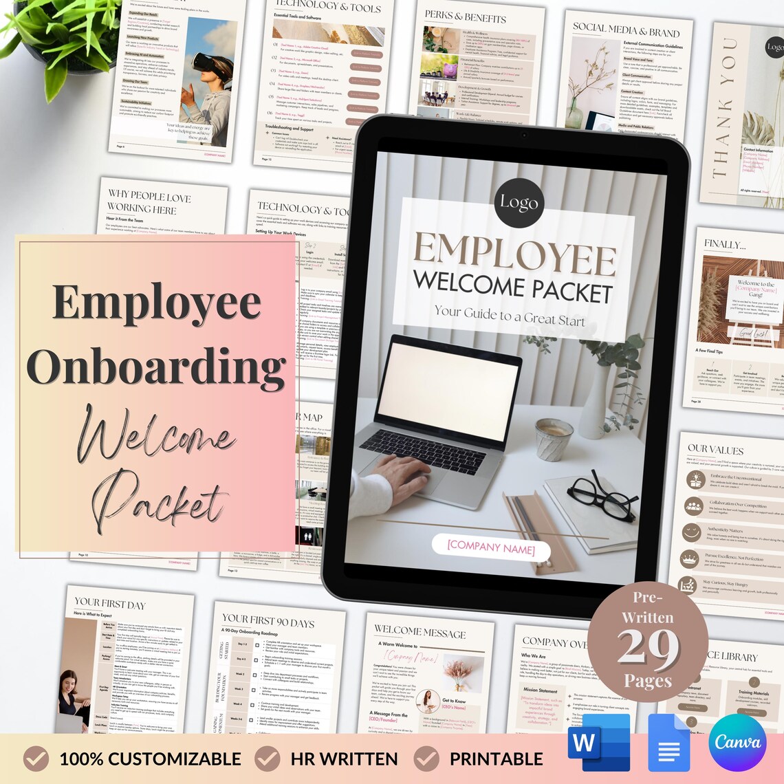 New Hire Welcome Packet Template Fully Customizable Employee Onboarding ...