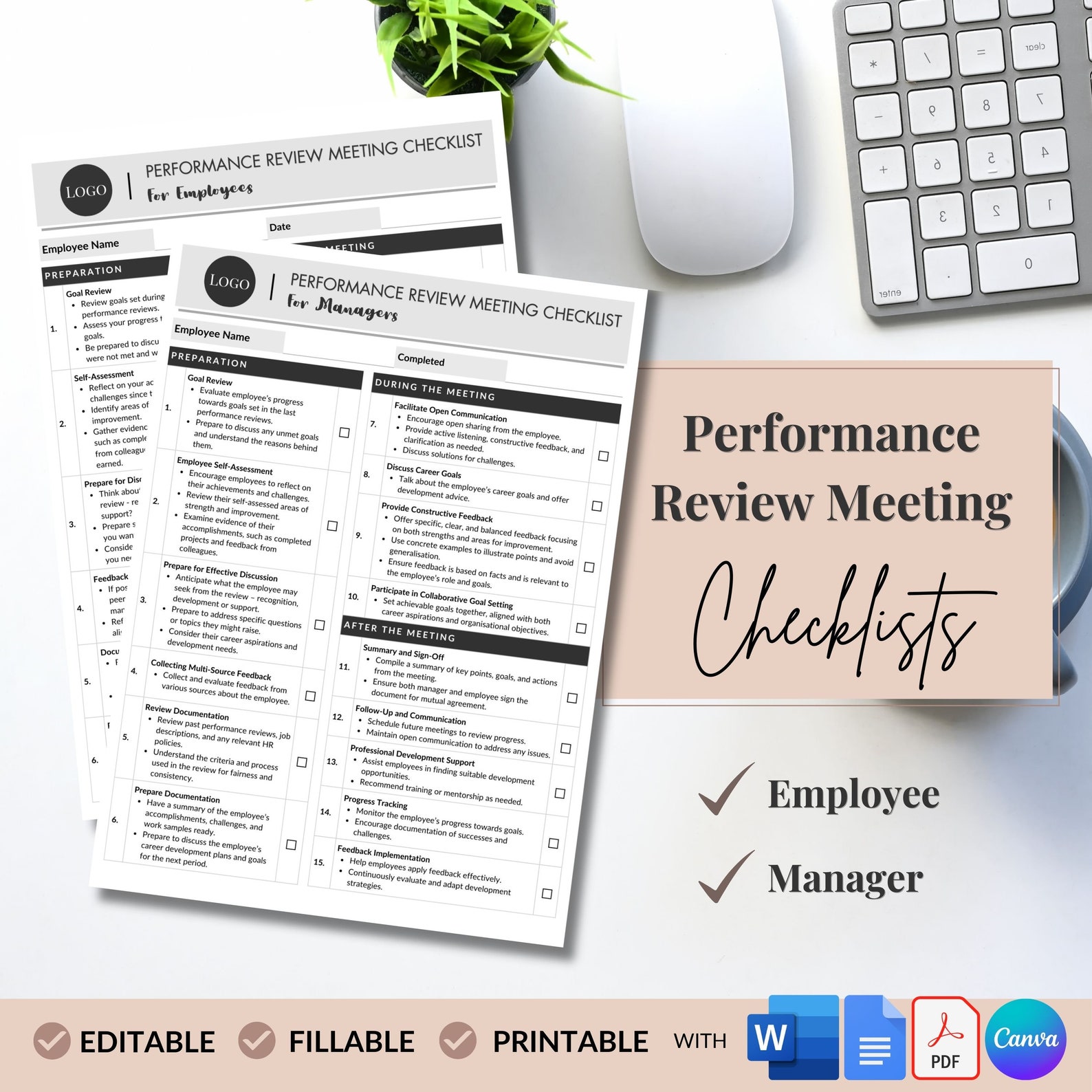 Employee Performance Review Meeting Checklist for Employees and ...