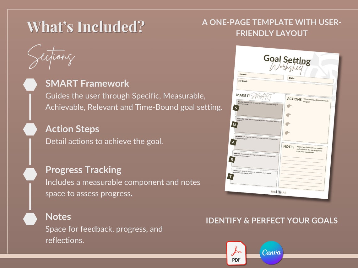 Goal Setting Worksheet SMART Goal Template Goal Tracking Employees ...