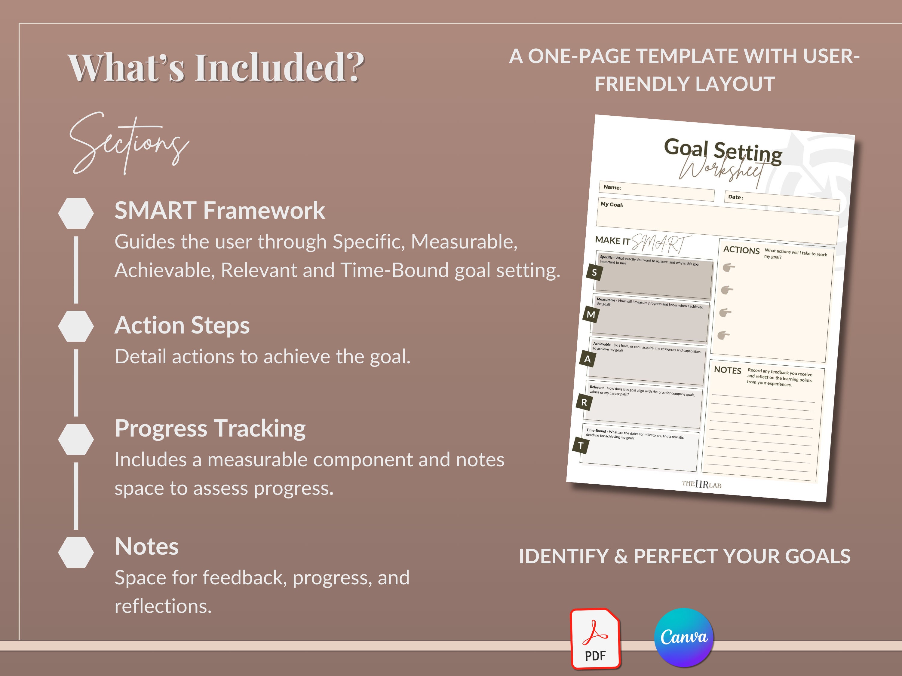Goal Setting Worksheet SMART Goal Template Goal Tracking Employees ...