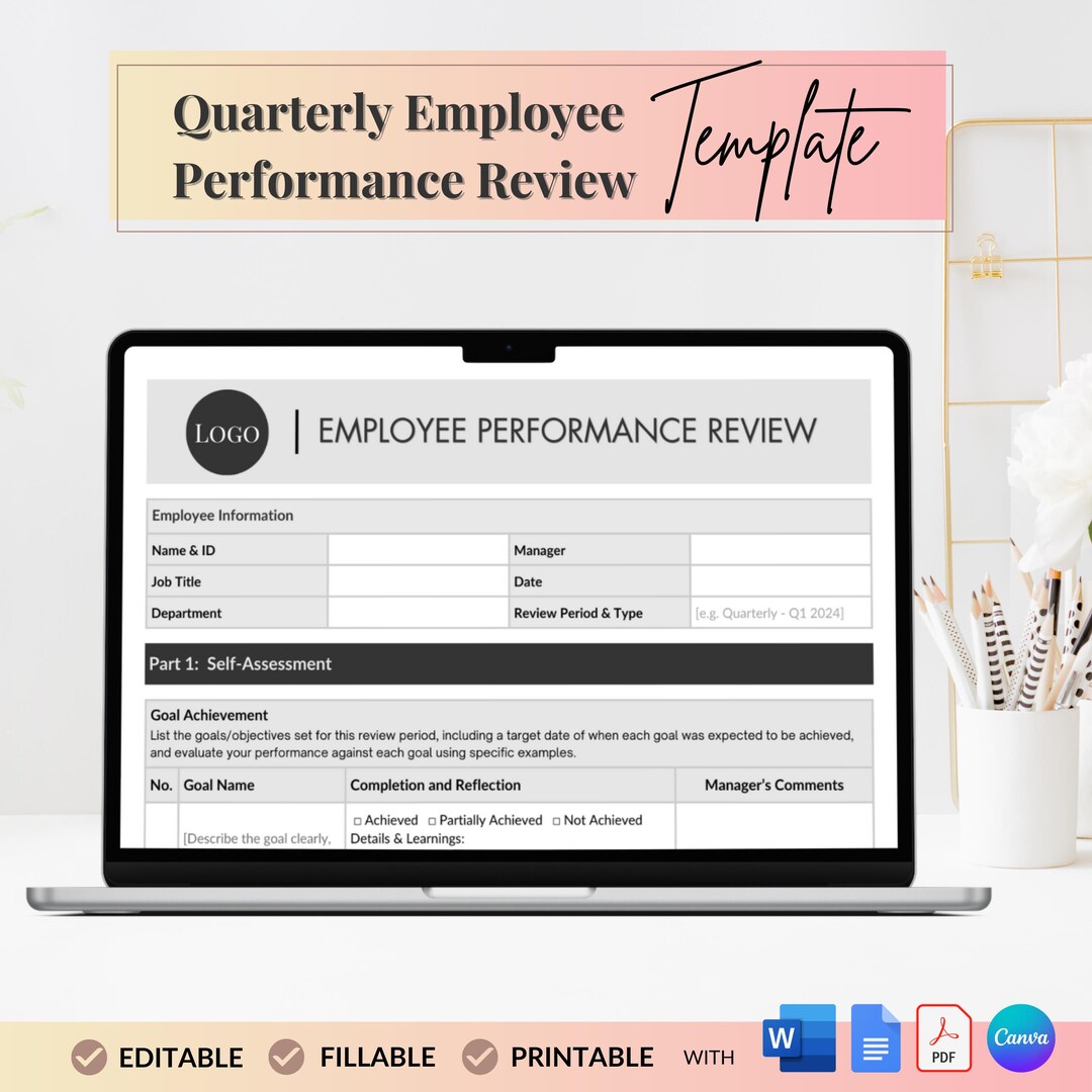 Quarterly Employee Performance Review Template: Customizable Feedback ...