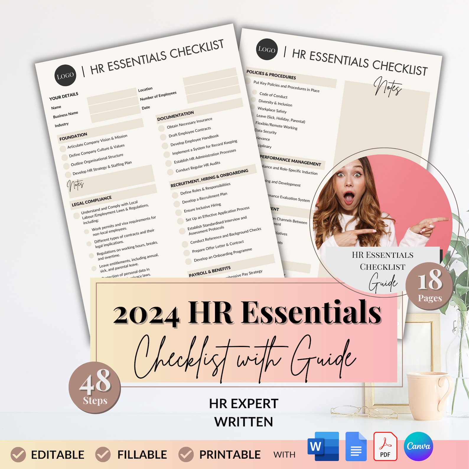 HR Essentials Checklist New Business Guide Worksheet 48-step HR Tasks ...