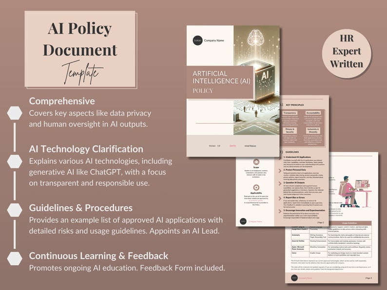 AI Policy Template Poster Customisable HR Template Corporate Use ...