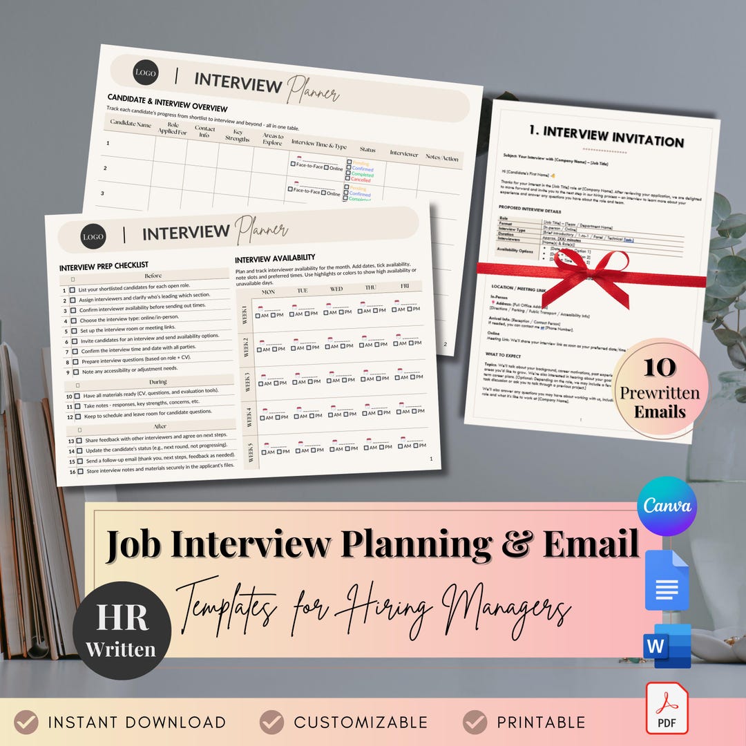 Job Interview Planner Template for Hiring Managers With 10 HR Written ...