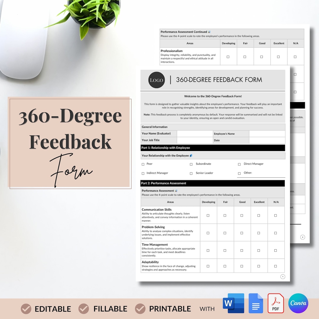 Employee Performance 360-degree Feedback Form Performance Evaluation ...