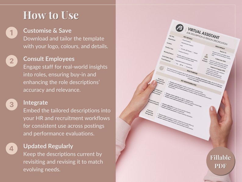 Modern Job Description Template: Employee Recruitment (fillable PDF) - Etsy