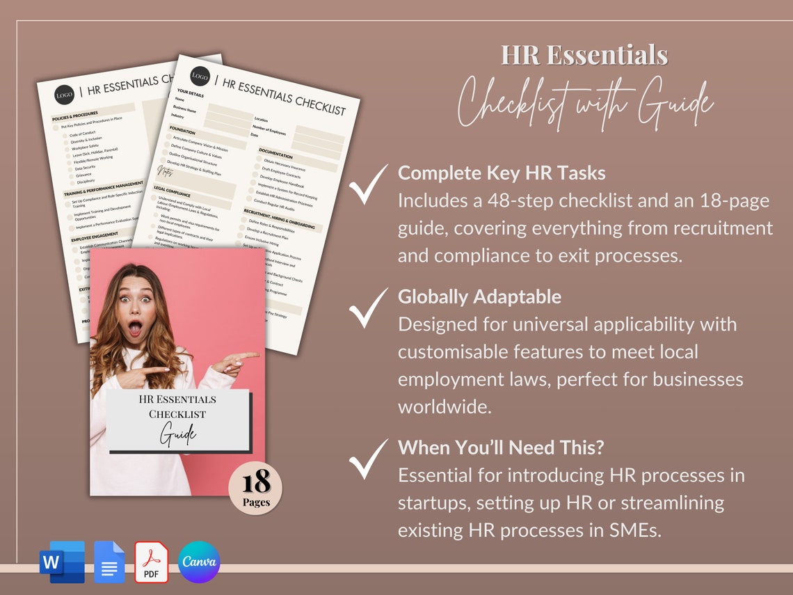 HR Essentials Checklist New Business Guide Worksheet 48-step HR Tasks ...