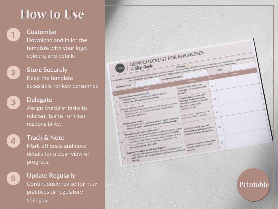 12 Step GDPR Checklist for Business Compliance Toolkit for Smes Data ...