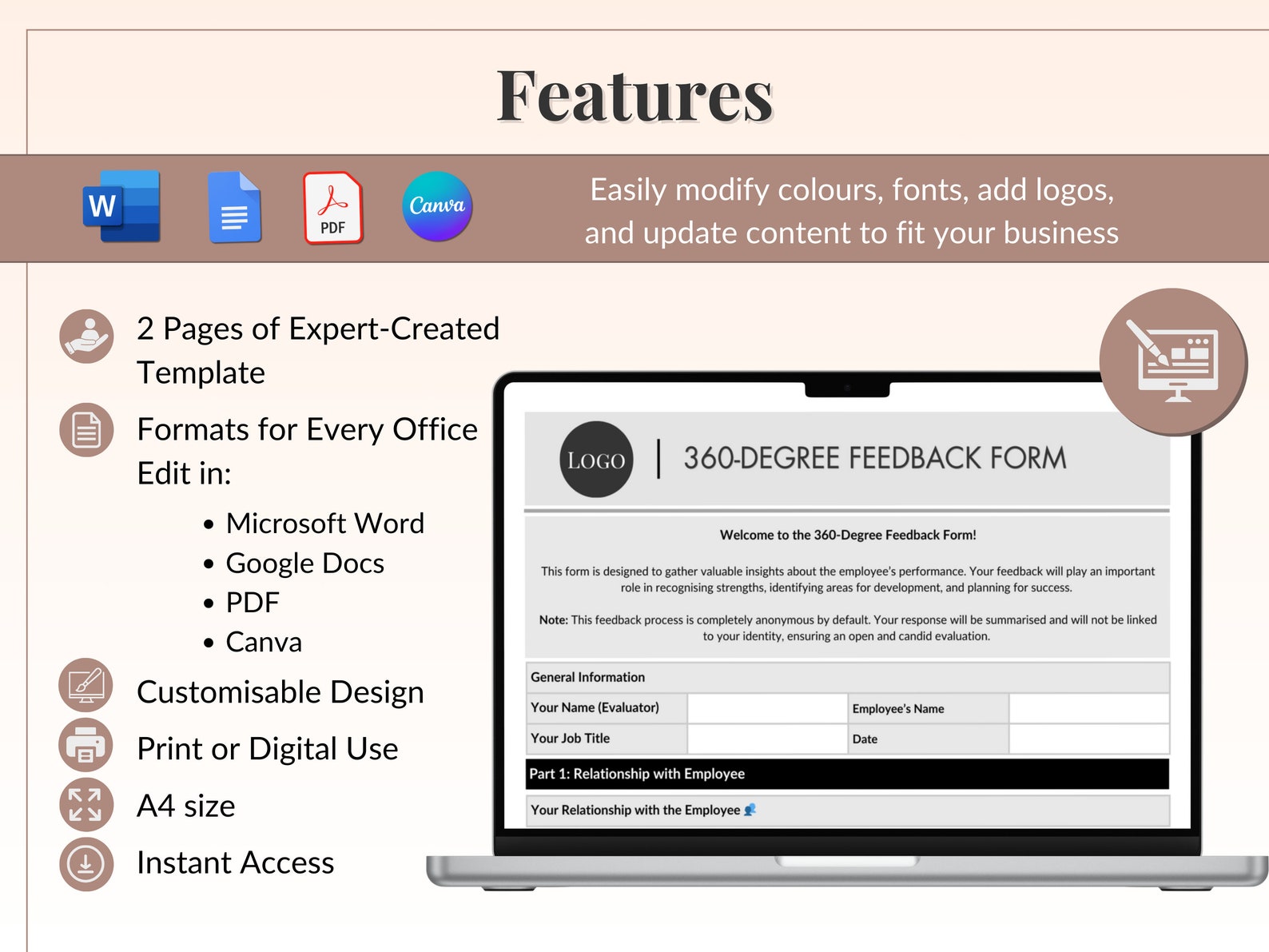 360-degree Feedback Form: Employee Performance Evaluation (digital ...