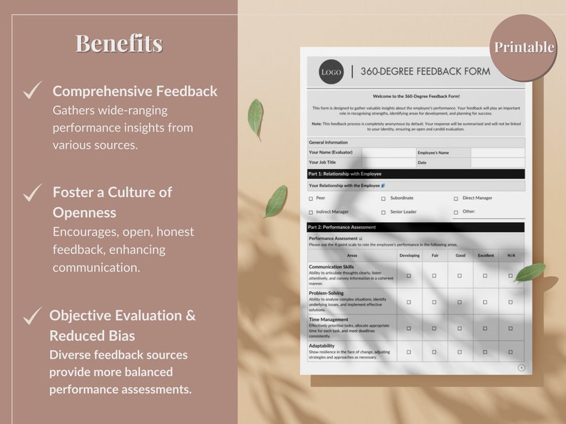 Employee Performance 360-degree Feedback Form Performance Evaluation ...