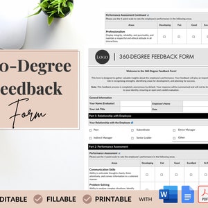 Employee Performance 360-degree Feedback Form Performance Evaluation ...