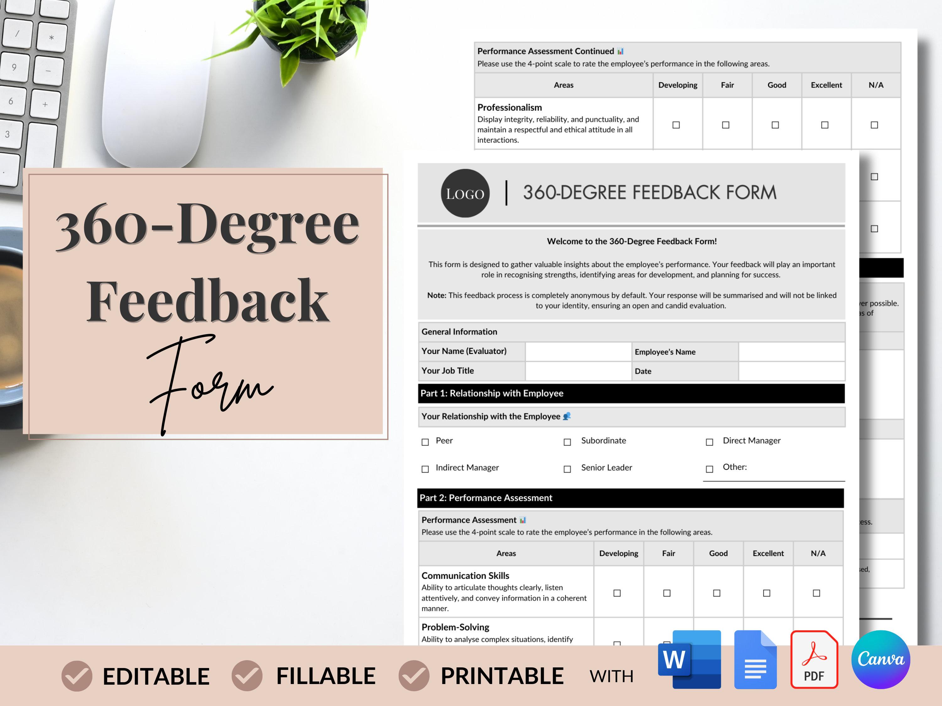 Employee Performance 360-degree Feedback Form Performance Evaluation ...