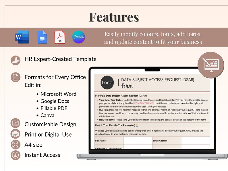 Customizable DSAR Toolkit: GDPR Data Request Form & Templates (digital ...