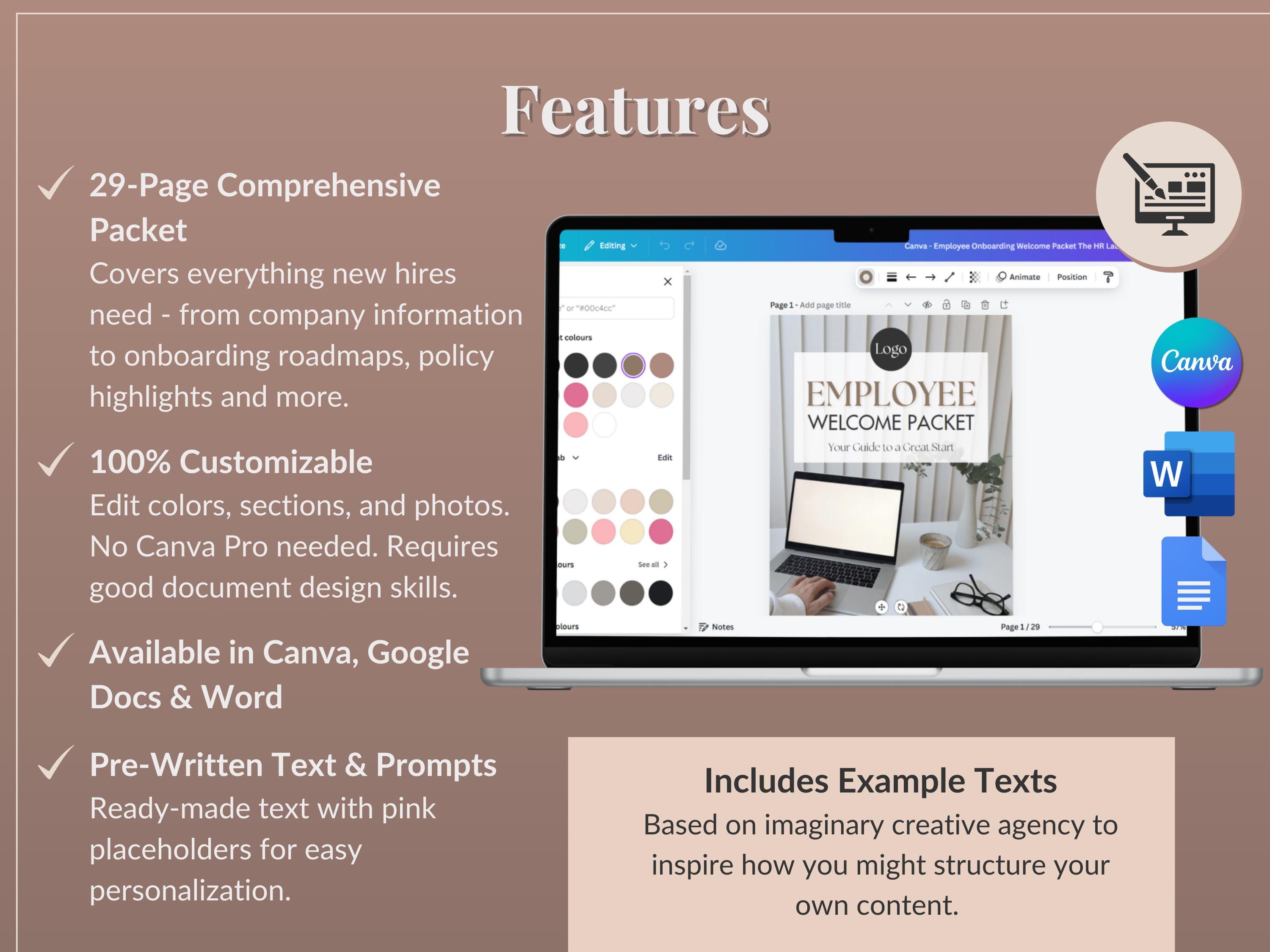 New Hire Welcome Packet Template Fully Customizable Employee Onboarding Guide for Modern ...