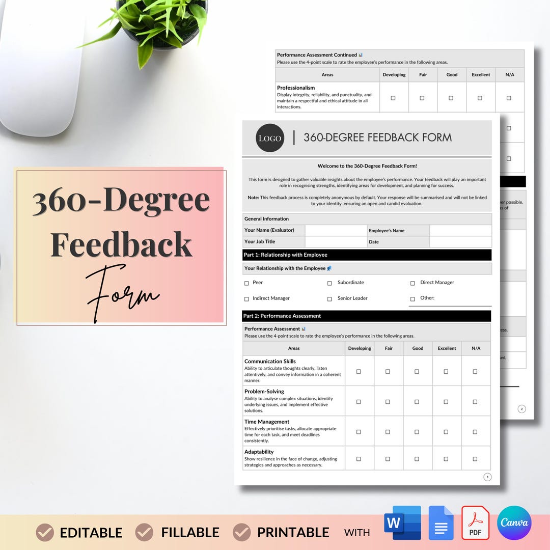 360-degree Feedback Form: Employee Performance Evaluation (digital ...