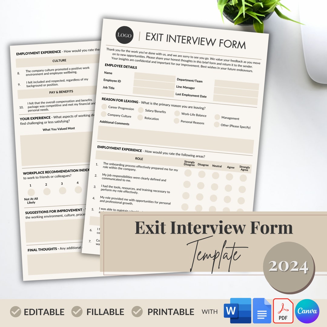 Exit Interview Form HR Template Employee Retention Feedback Form ...