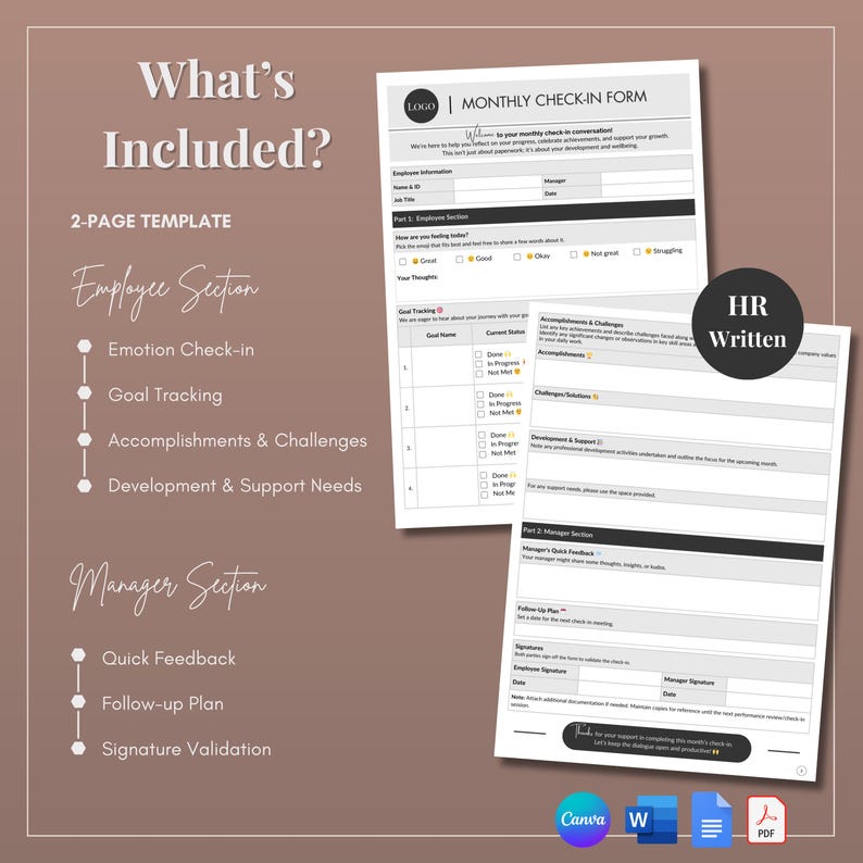 Employee Monthly Check-in Form: Customizable Performance Review ...