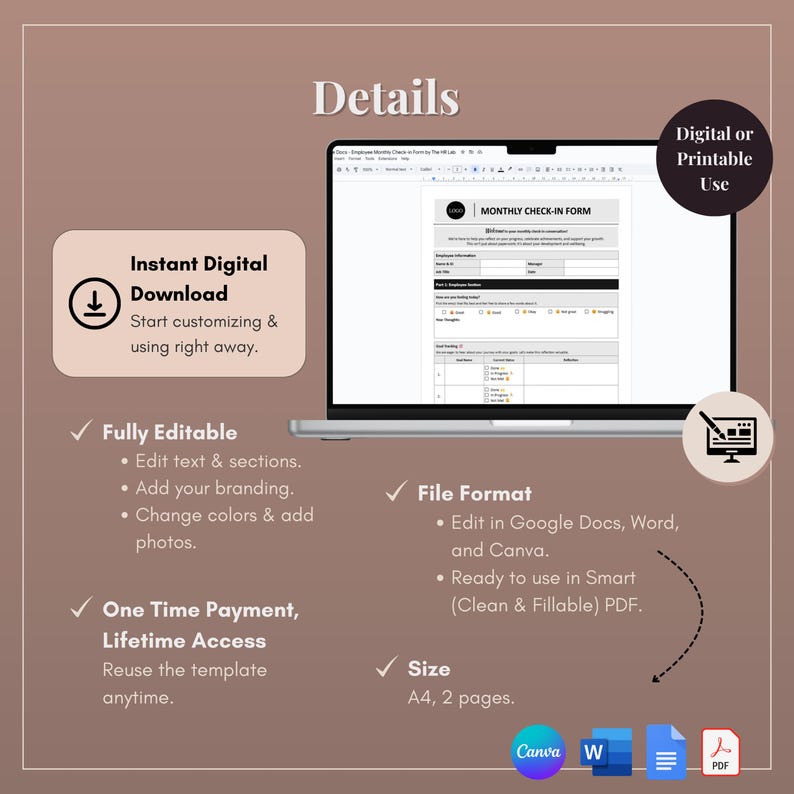 Employee Monthly Check-in Form: Customizable Performance Review ...