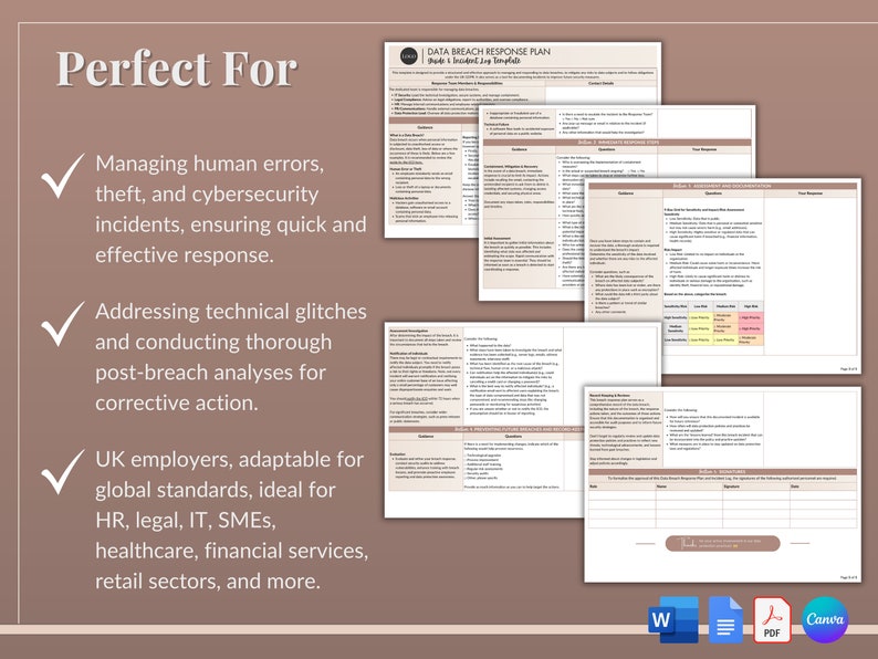 5 Step Data Breach Response Plan Template Incident Log UK GDPR ...