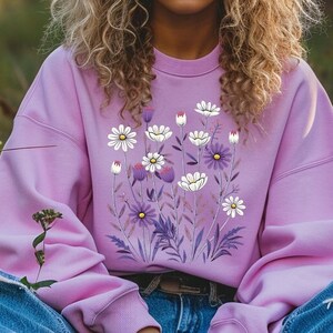 Boho Flower Sweatshirt, Wildflower Sweater, Women Gift Flower ...