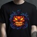 Halloween Pumpkin Tee- Scary Jack O Lantern Shirt- Spooky Flame Graphic ...