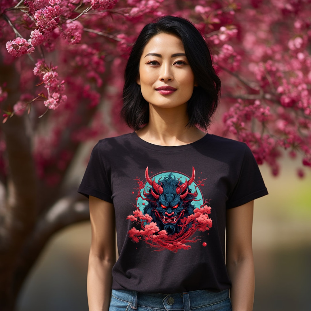 Japanese Oni T-shirt, Oni Mask Tee, Japanese Demon T-shirt, Japanese ...