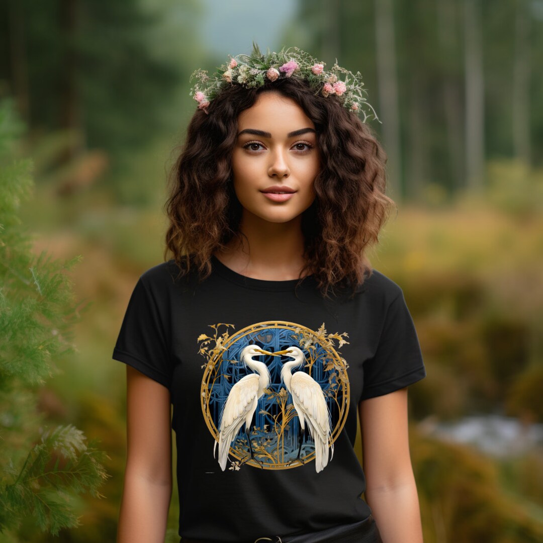 Great Egret Shirt, Two Great Egrets, Egret Shirt, Boho Shirt, Nature ...