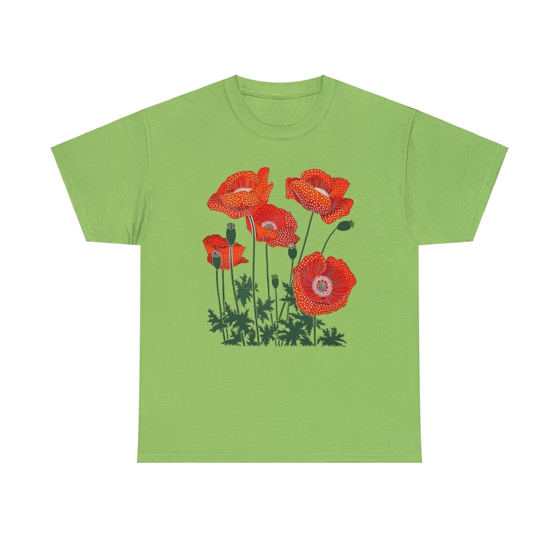 Wildflower Shirt, Orange Poppies Shirt, Botanical Poppy Tee, Gardener ...