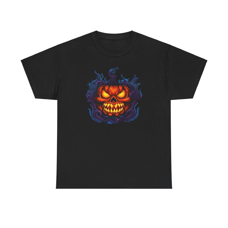 Halloween Pumpkin Tee- Scary Jack O Lantern Shirt- Spooky Flame Graphic ...