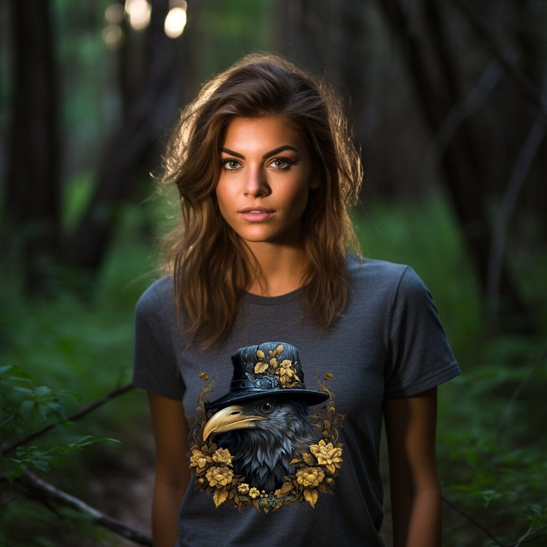 Raven T-shirt, Gothic Raven Tee, Boho Raven Shirt, Dark Academia ...