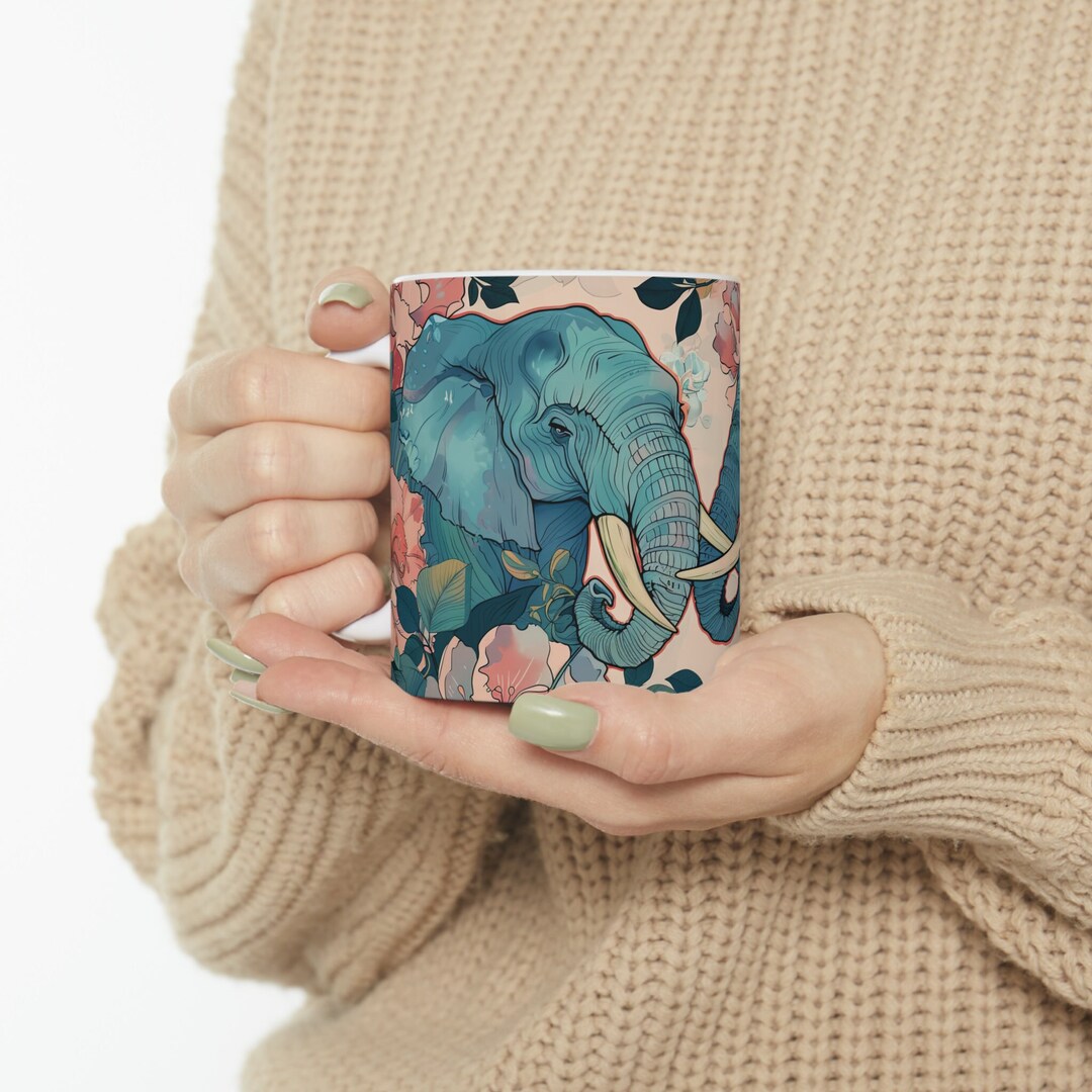 Elephant Mug- Elephant Art Mug- Unique Elephant Mug- Elephant Coffee ...