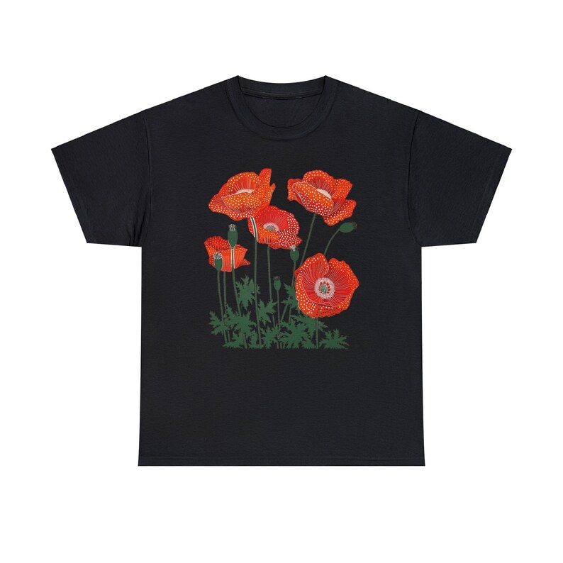 Wildflower Shirt, Orange Poppies Shirt, Botanical Poppy Tee, Gardener ...