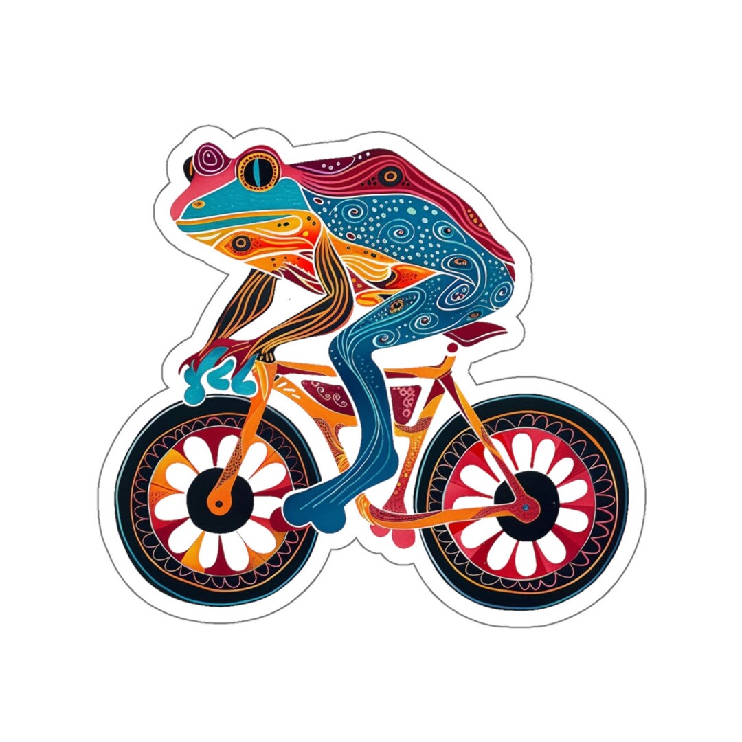 Frog Riding Bike Sticker- Bike Lovers Gift- Cycling Sticker- Aesthetic ...