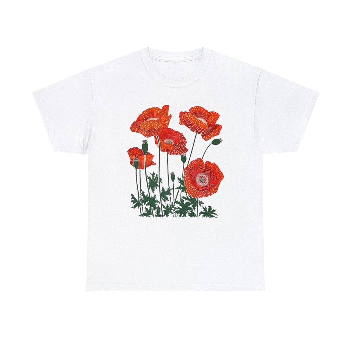 Wildflower Shirt, Orange Poppies Shirt, Botanical Poppy Tee, Gardener ...