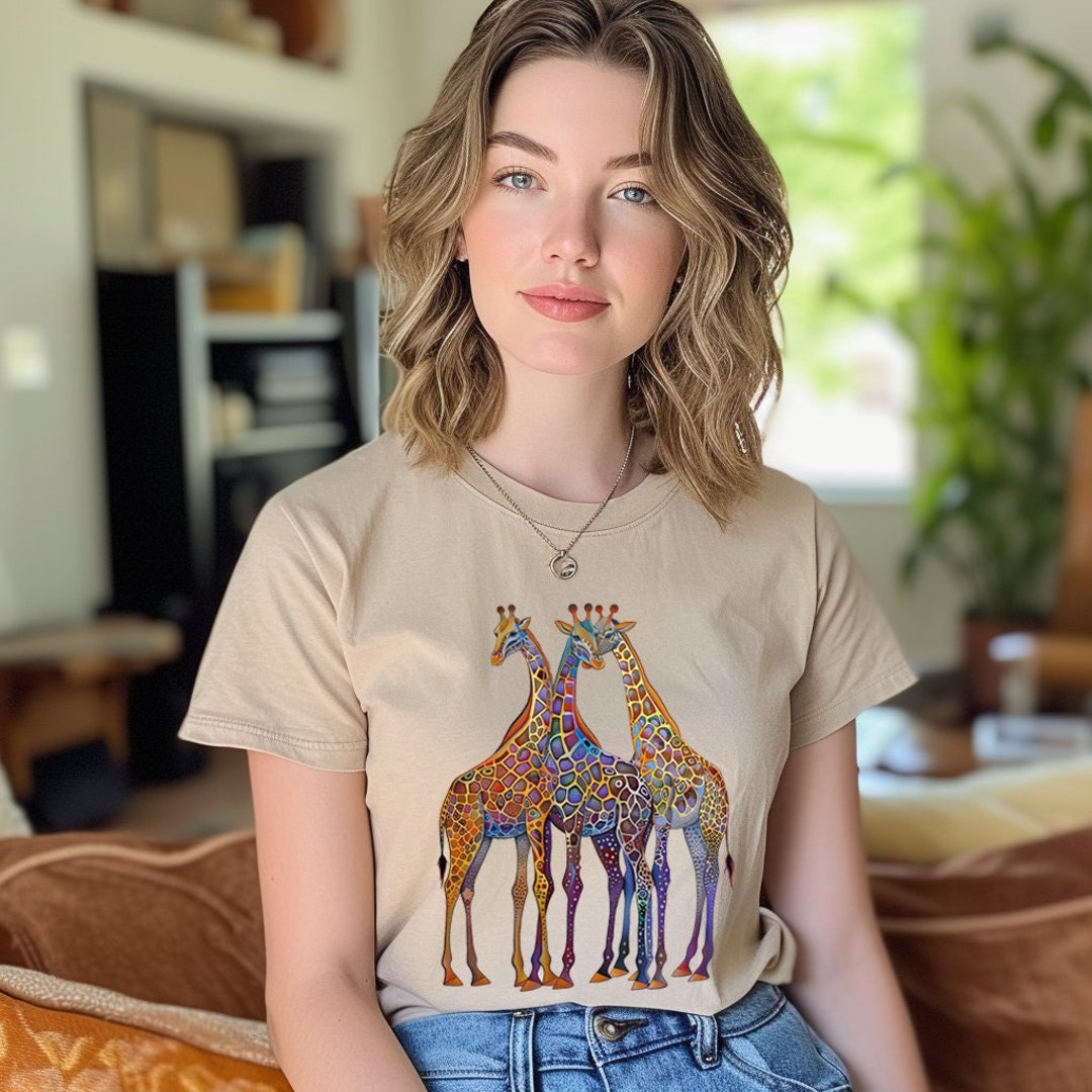 Giraffe Shirt, Giraffe Safari Tee, Animal Lover Shirt, Nature Lover ...