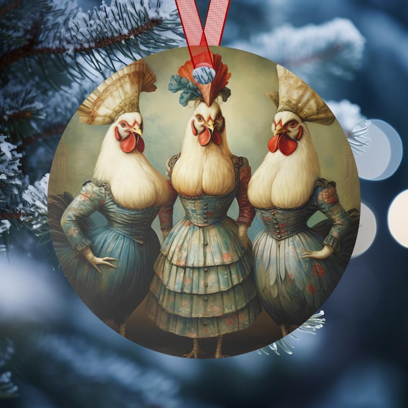 Three French Hens Ornament- Three French Hens- Funny Chicken Ornament ...